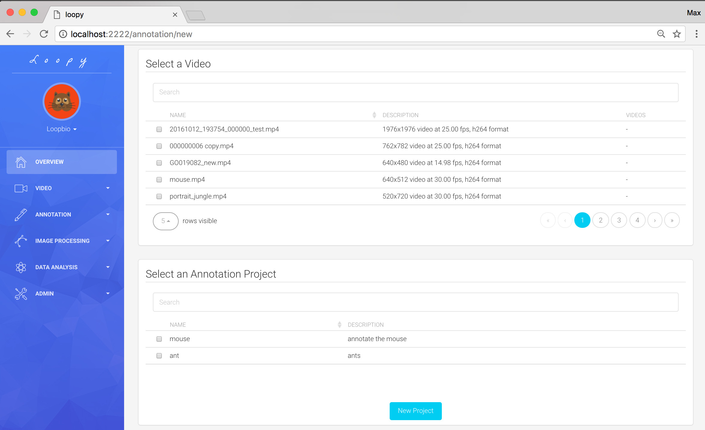 loopbio - loopy image processing